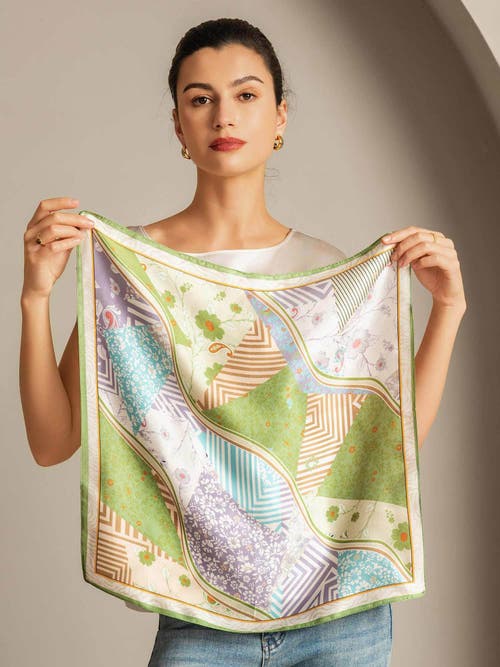 SILKSILKY pure silk colored square scarf